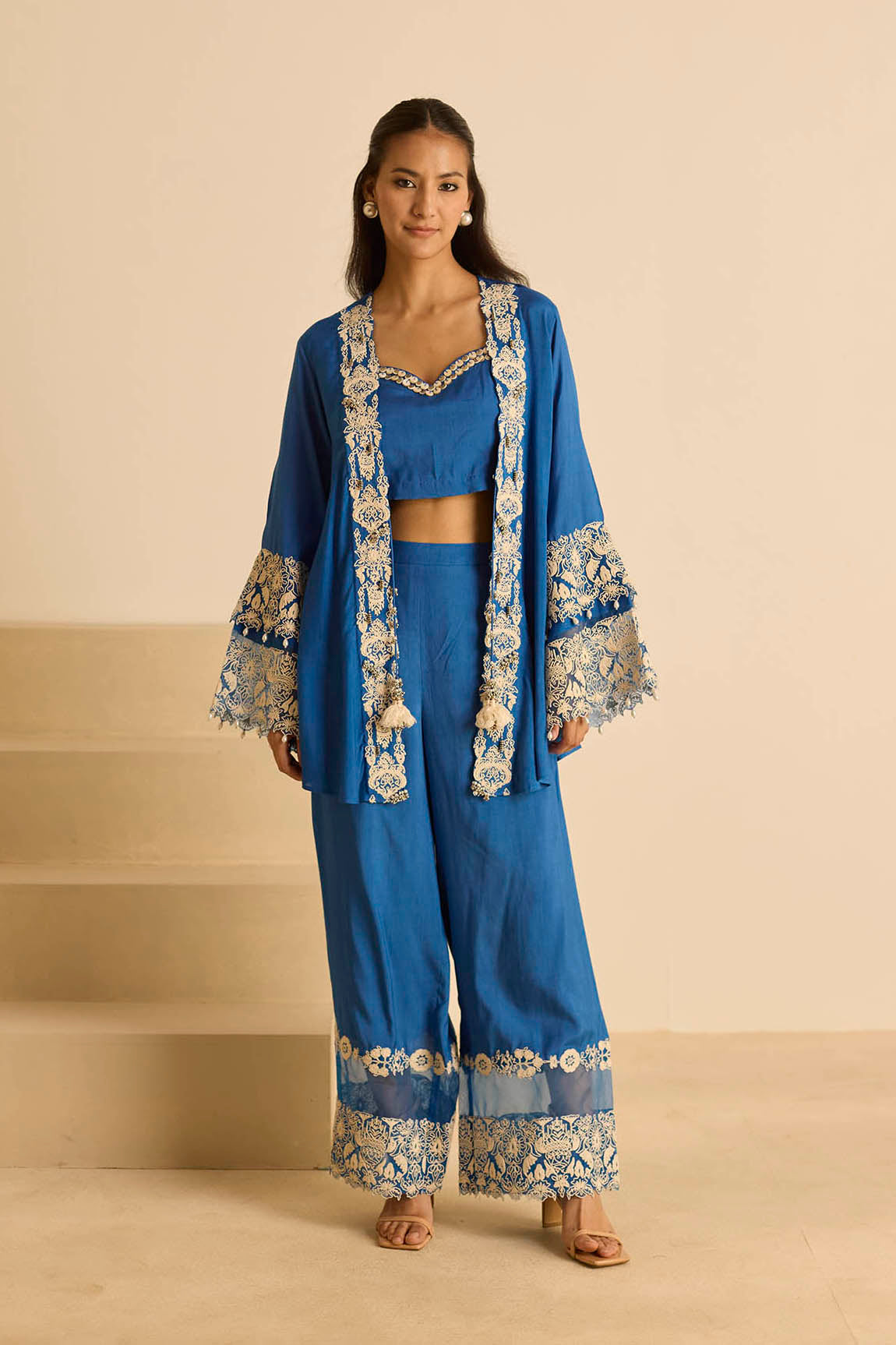 Sukoon Blue Front Open Top Set – Inej.in